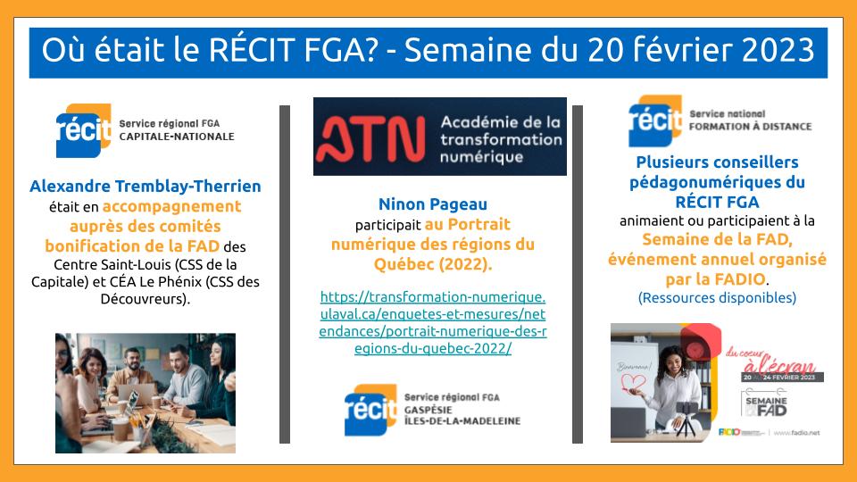 RÉCIT FGA | Où était le RÉCIT FGA? (Semaine du 20 février 2023)